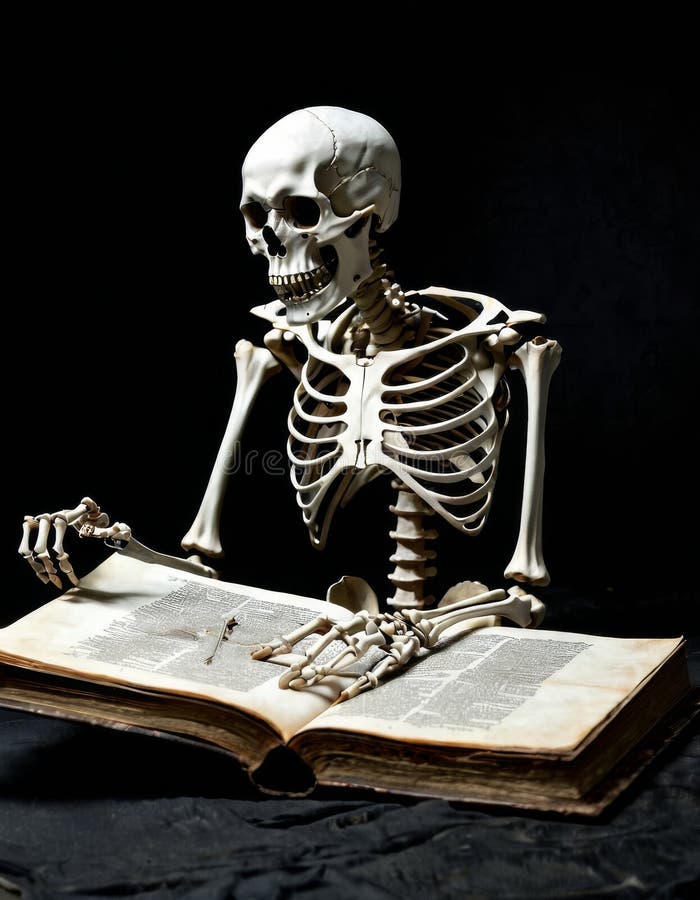 Midnight Scholar: a Skeletal Study Stock Photo - Image of eerie ...
