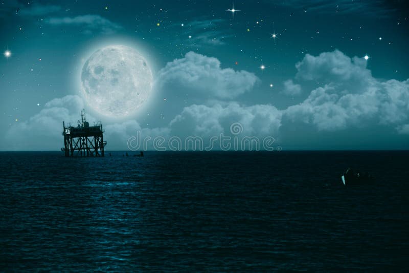 Midnight on the sea stock image. Image of abyss, deep - 30236877