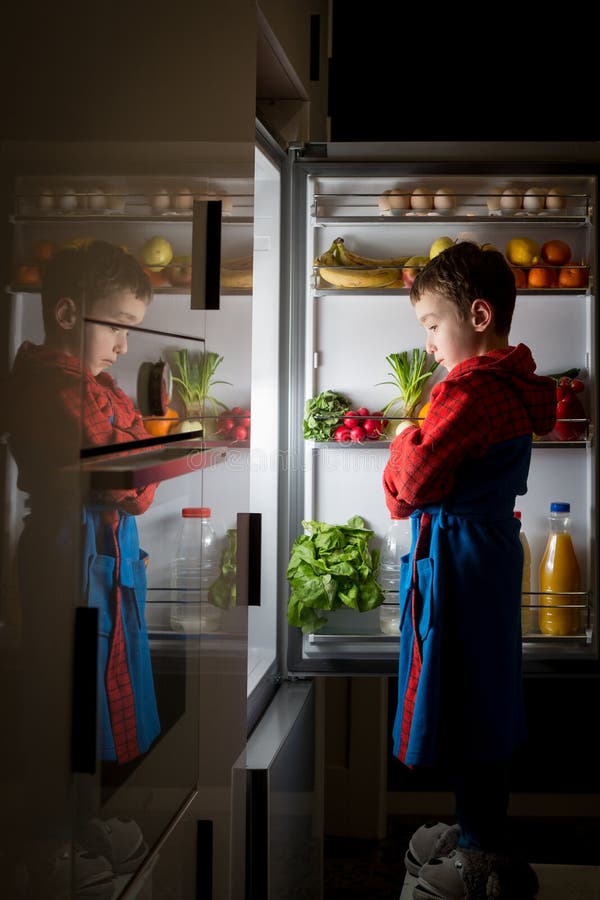 Midnight Snack, Looking into Fridge Stock Image - Image of lifestyle ...
