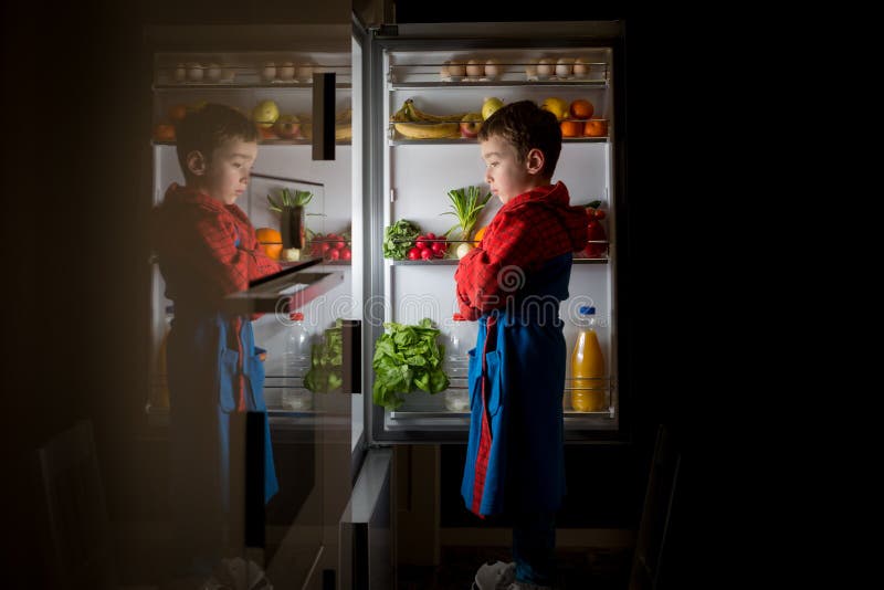 Midnight Snack, Looking into Fridge Stock Image - Image of leisure ...