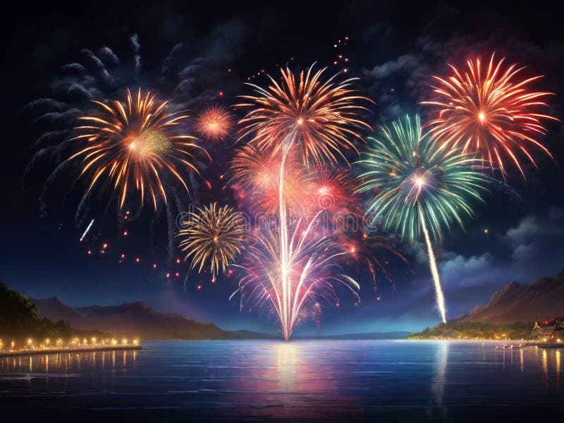 Midnight Spectacle: Explosive Joy in Firework Radiance Stock ...