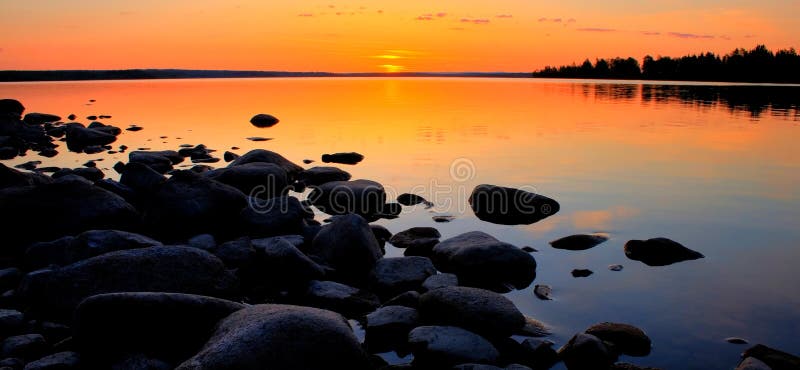 Midnight sun stock photo. Image of lake, golden, scarlet - 2571006