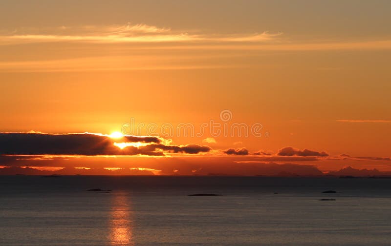 Midnight sun stock photo. Image of landscape, ocean, nature - 43692442