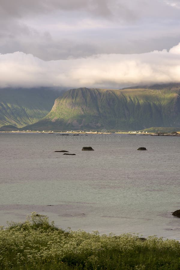 Midnight Sun in Eggun in Norway Stock Image - Image of clouds, nature ...