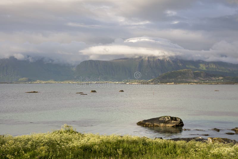 Midnight Sun in Eggun in Norway Stock Photo - Image of sunset, coast ...