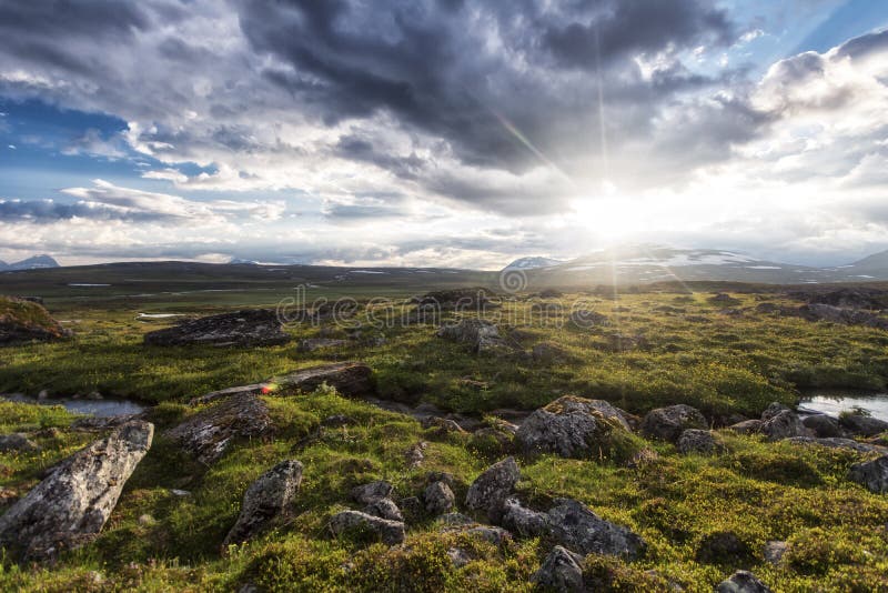 Midnight Sun in Lapland stock image. Image of lapland - 63814779