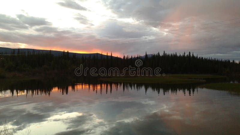 Sunset Over Minto Lake Yukon Territory Canada Stock Photos - Free ...