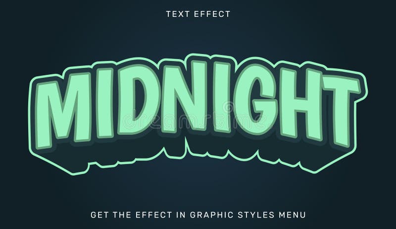 Midnight Text Effect Template in 3d Style Stock Vector - Illustration ...