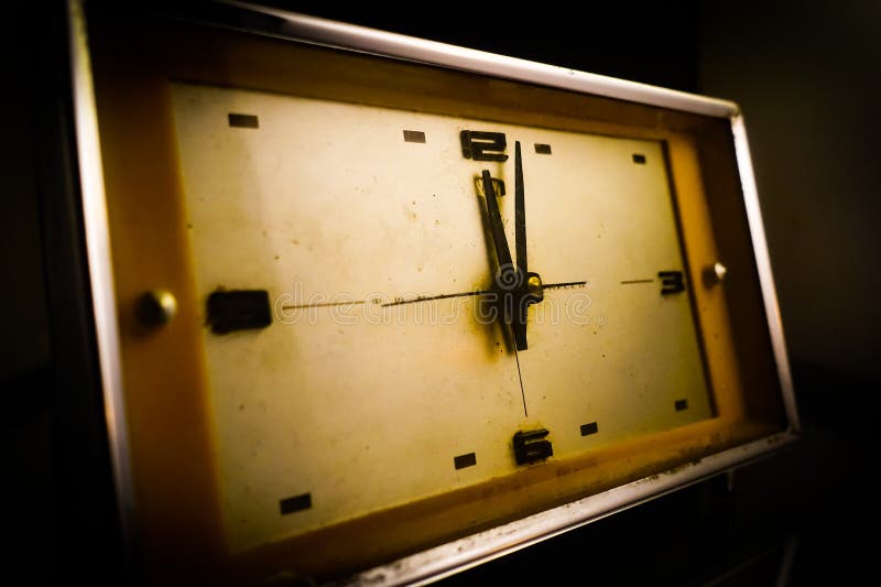 Midnight Time, Old Clock on the Table Showing the Midnight Time. Stock ...