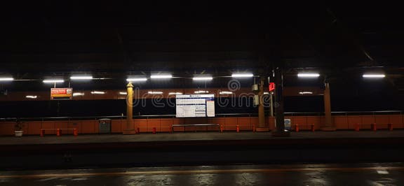 Midnight Train Station Scene Stock Photo - Image of commuter, station: 286997700