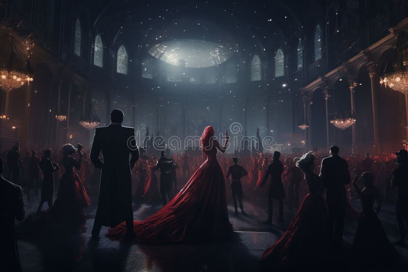 Midnight Vampire Ball Vampires Dancing at a Stock Illustration ...