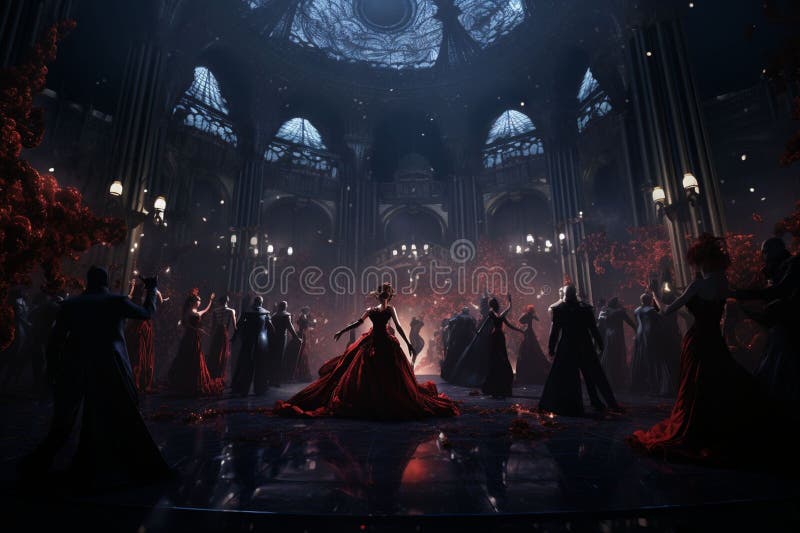 Midnight Vampire Ball Vampires Dancing at a Stock Illustration ...