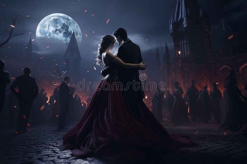 Midnight Vampire Ball Vampires Dancing at a Stock Illustration ...