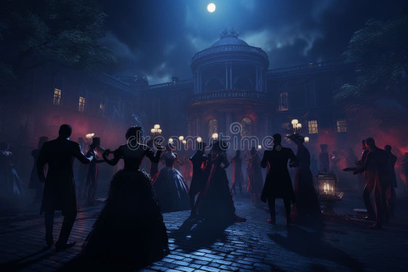 Midnight Vampire Ball Vampires Dancing at a Stock Illustration ...