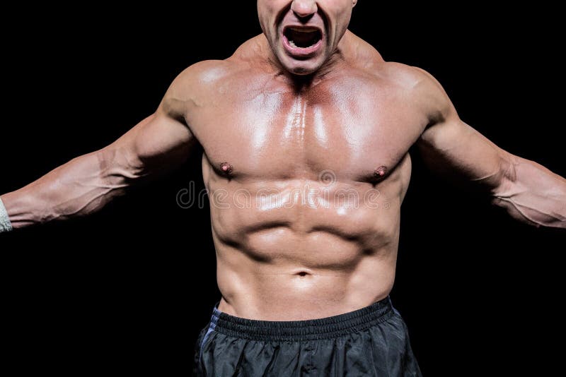 Midsection of Angry Fighter Stock Image - Image of caucasian, arms ...