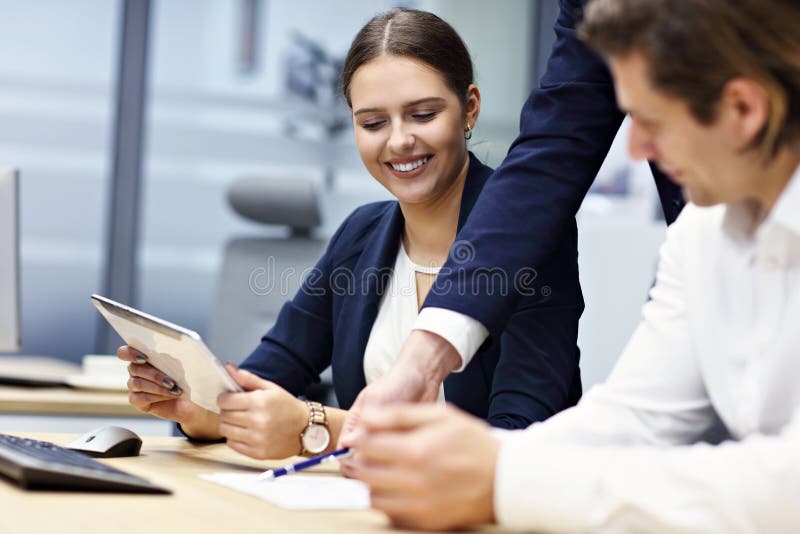 Midsection of Business People Brainstorming Their Ideas Stock Image ...