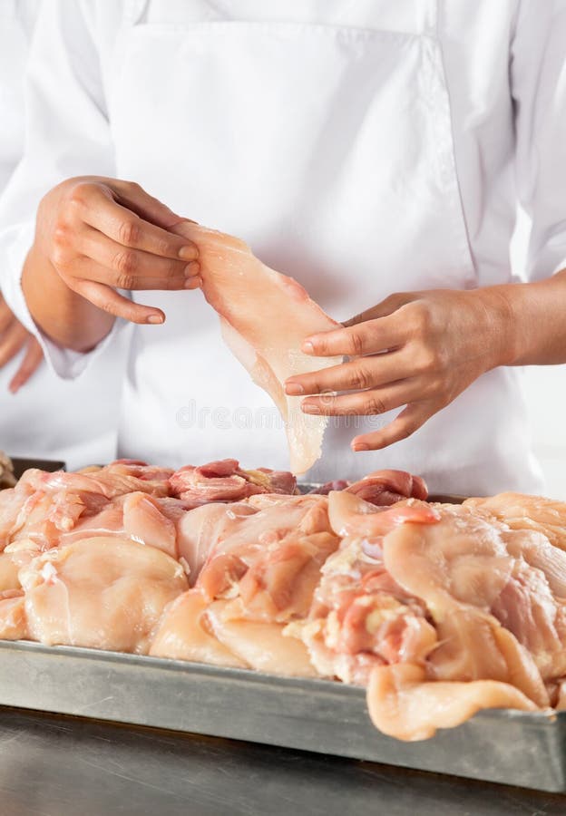 Midsection of Butcher Holding Meat Piece Stock Photo - Image of people ...
