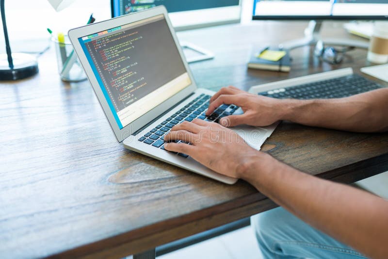 Male Computer Scientist Coding Program while Working at Home Stock Photo - Image of freelance ...