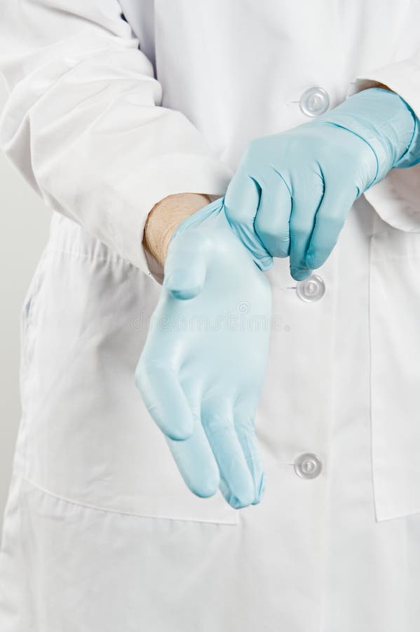 Midsection of Doctor with Rubber Gloves Stock Image - Image of safety ...