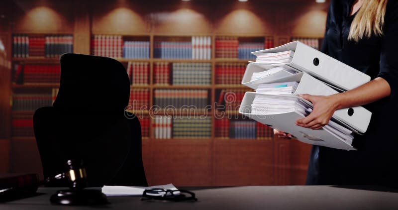 Midsection of Female Lawyer Carrying Stack of Ring Binders Stock Image ...