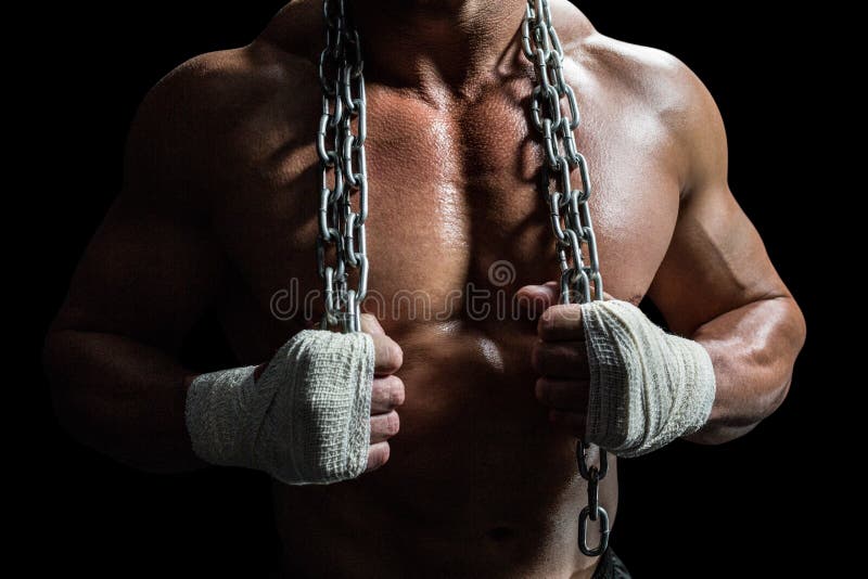 Midsection Muscular Man Chain Stock Photos - Free & Royalty-Free Stock ...