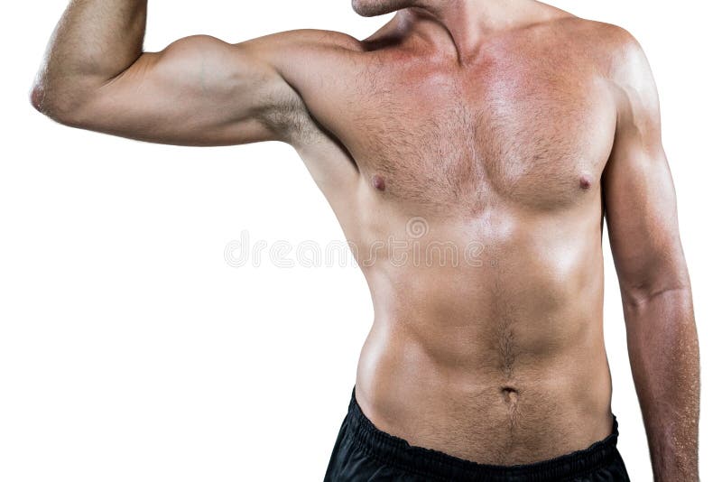 Midsection of Shirtless Man Showing His Body Stock Image - Image of ...