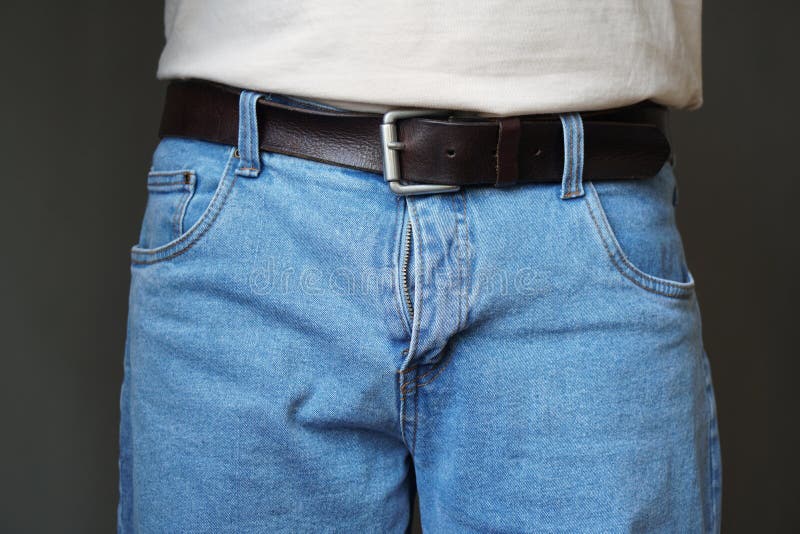 Midsection of Man Dressed in Jeans with Open Fly Stock Image - Image of ...