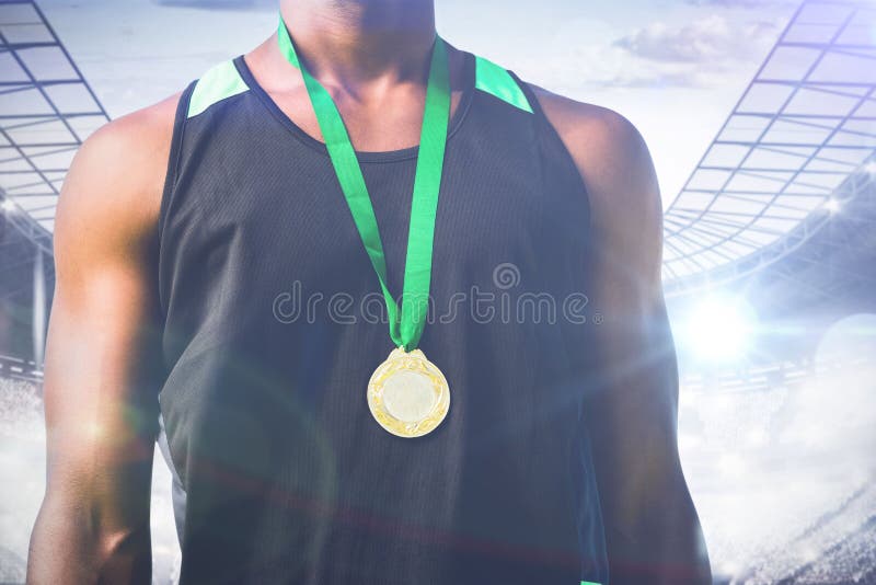 Midsection of Winner Standing at Stadium Stock Photo - Image of ...