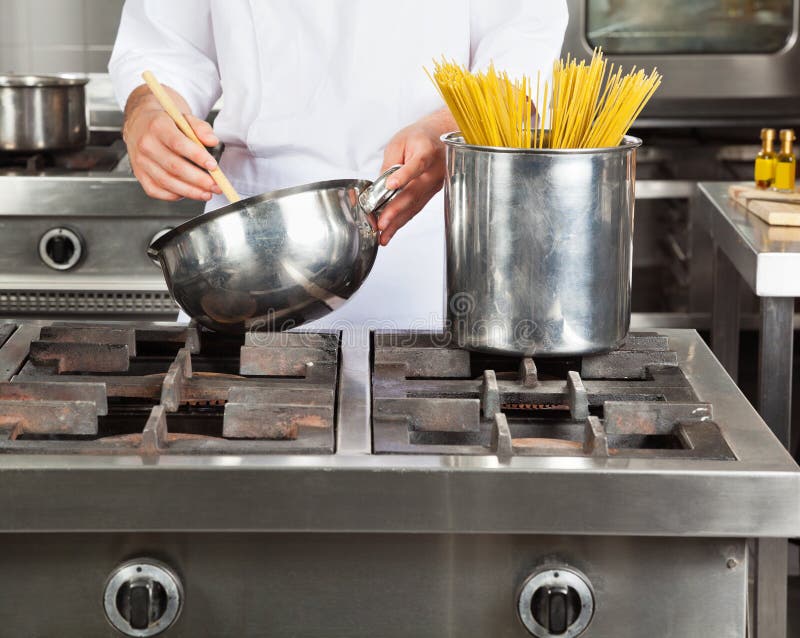 Chef Cooking Spaghetti stock photo. Image of commercial - 29893534