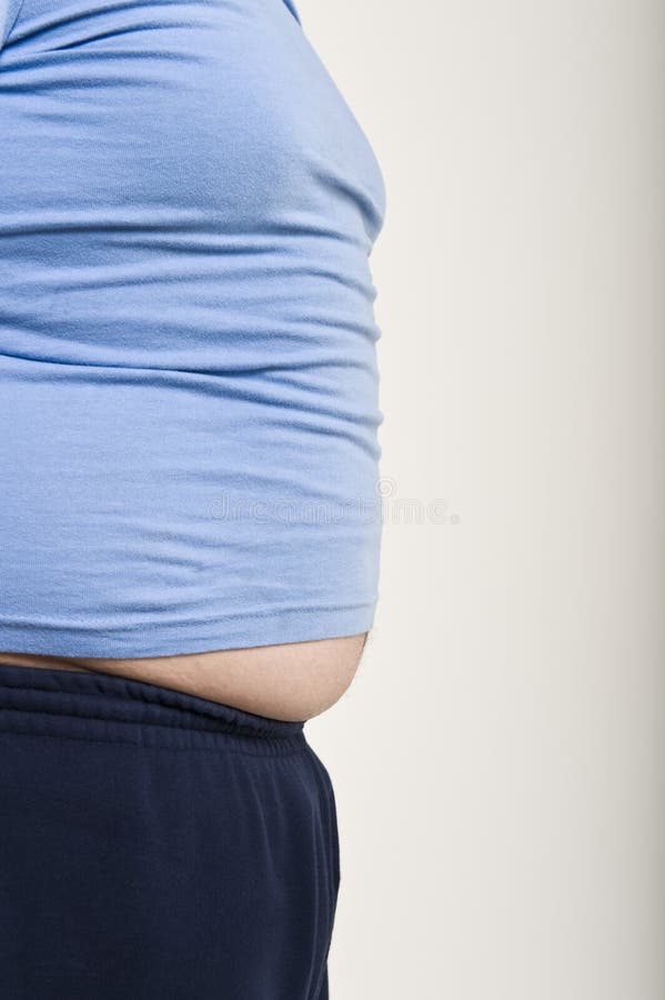 Midsection of an Obese Man Wearing Tight Formal Shirt Stock Photo ...