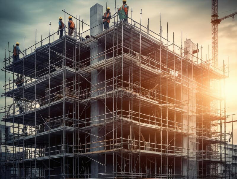 Construction teamwork stock illustration. Illustration of builders ...