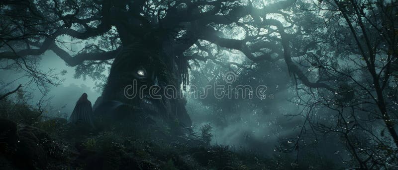 In the Midst of an Enchanted Forest, a Majestic Tree Entity with a ...