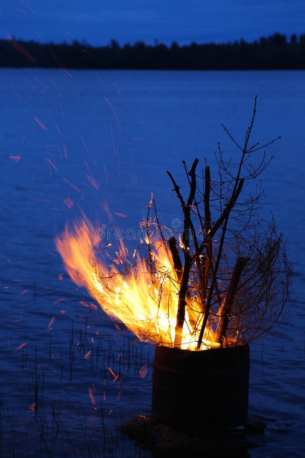 Midsummer Bonfire In Finland Stock Photo - Image of black, landscape ...