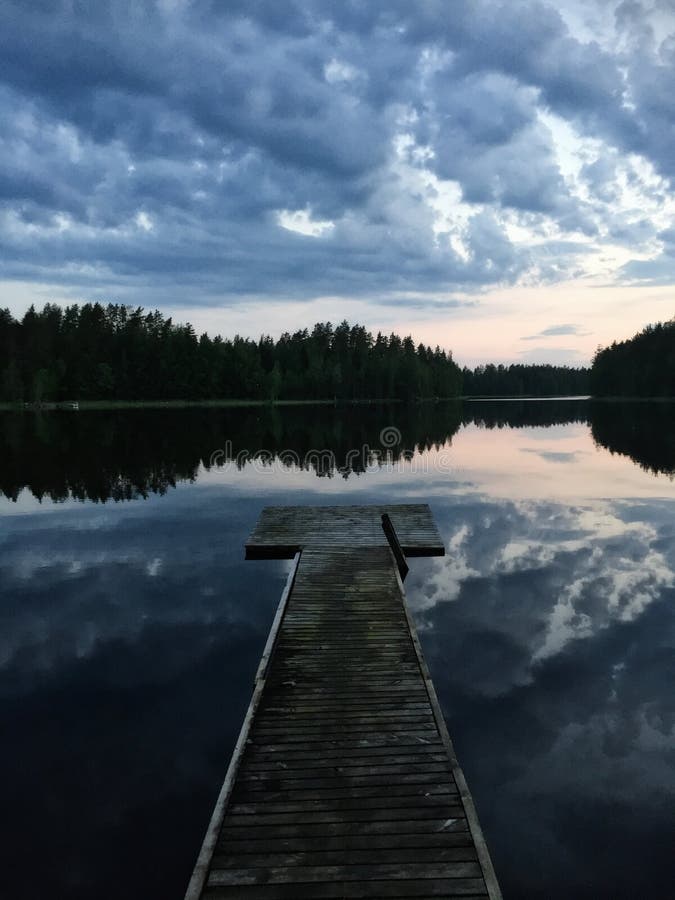 Midsummer Lake View by Midnight Stock Image - Image of finland, lake ...