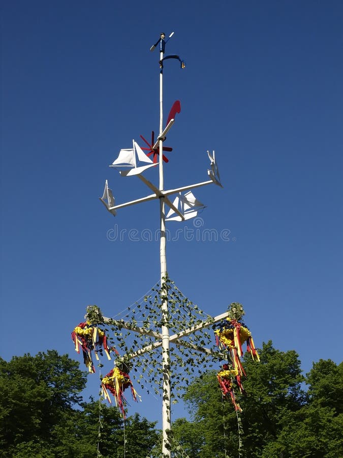 Midsummer Pole in Sweden on a Sunny Day Stock Image - Image of ...