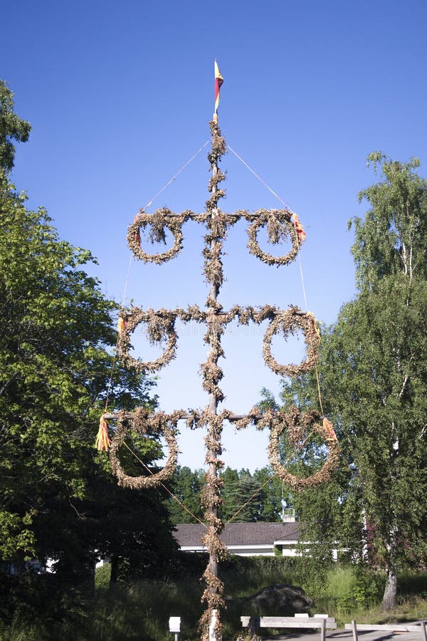 Midsummer Pole, Mariehamn, Aland Stock Image - Image of sweden, swedish ...