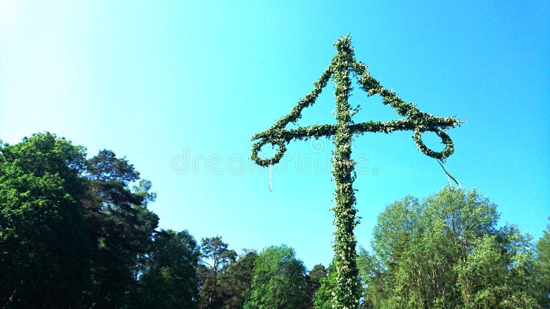 Midsummer Pole In Sweden On A Sunny Day Stock Image - Image of ...
