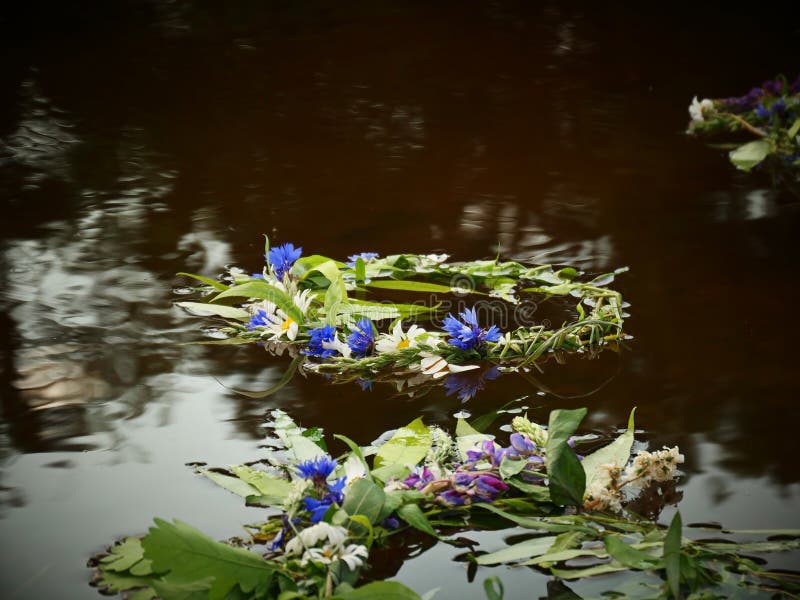 Midsummer Solstice Holiday with Flower Wreath Stock Image - Image of ...