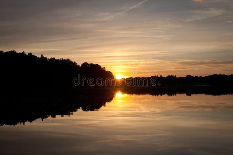 Midsummer Sunset in Lake Forest Stock Image - Image of sunset, evening ...