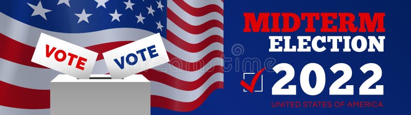 Midterm Election 2022 USA Voting Ballot Box Banner Design Vector Stock ...