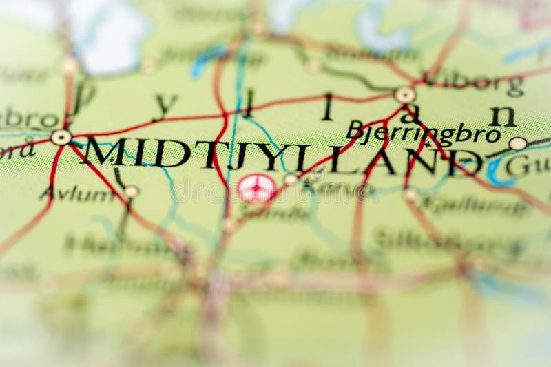 Midtjylland, Denmark Highlighted on a World Map Stock Image - Image of ...