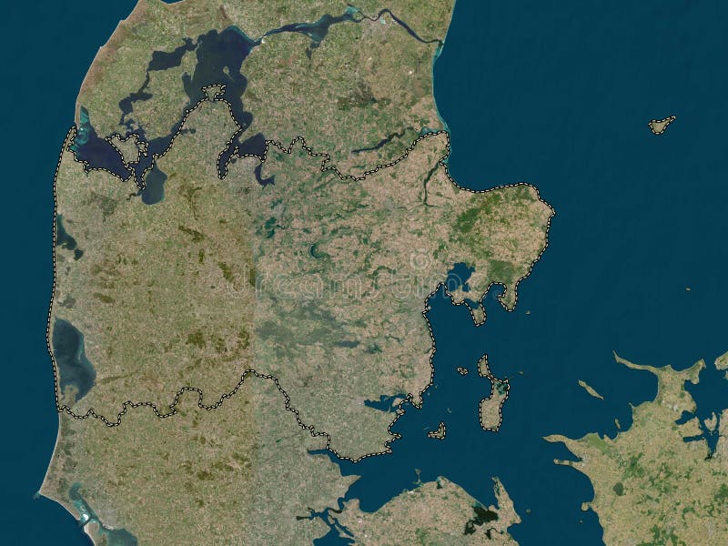 Midtjylland, Denmark. Low-res Satellite. No Legend Stock Image - Image ...