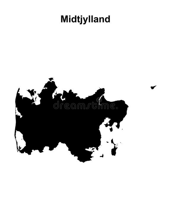 Midtjylland outline map stock vector. Illustration of isolated - 360358001