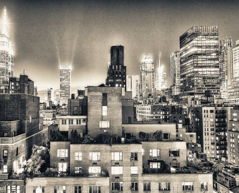 Midtown Panorama at Twilight from Rooftop, New York City Editorial ...