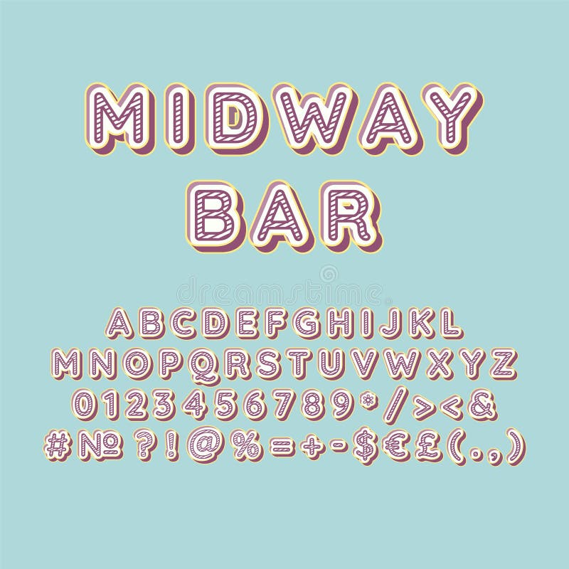 Midway Bar Header Vintage 3d Vector Alphabet Set Stock Vector ...