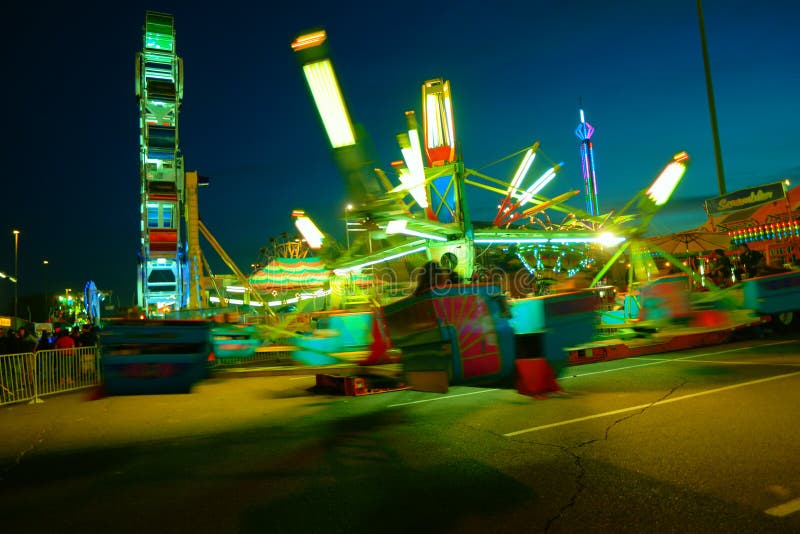 The midway at night. stock image. Image of long, night - 79830157