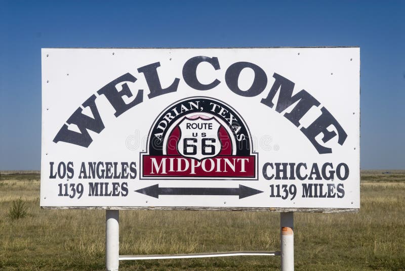 Welcome Sign Marking the Midpoint between Chicago and Los Angeles in ...