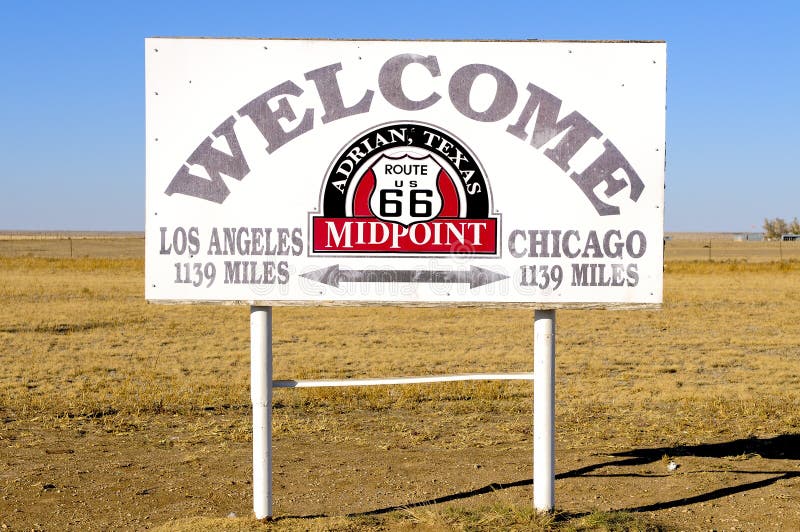 The Midway Point Along Route 66 Stock Photo - Image of national, black ...