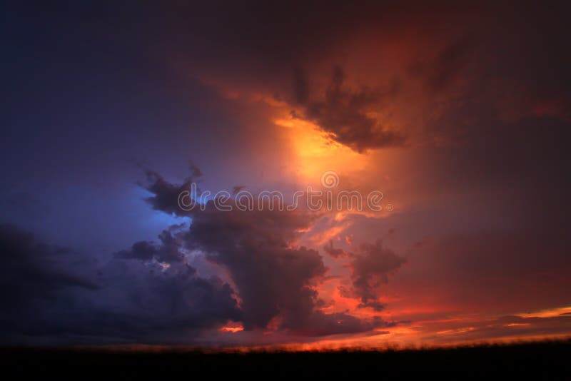 Midwest Thunderstorm Sunset Stock Photo - Image of scene, nature: 66915598