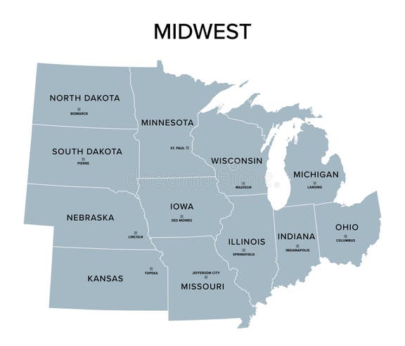 Map Midwest States Stock Illustrations – 362 Map Midwest States Stock ...